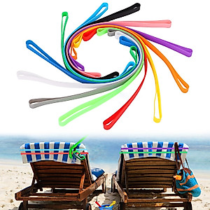 CCINEE 12 Pack Beach Towel Bands for Beach Chair, Stretchable Silicone Towel Holder for Cruise Chairs Elastic Towel Craber Clips for Sorting and Organizing