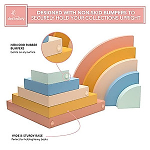 Decorably Rainbow Bookends for Kids, Book Ends Kids, Book Ends for Kids Rooms, Kids Book Ends to Hold Books Kids, Nursery Bookends Teacher, Kids Bookends for Shelves, Baby Bookends for Kids Room