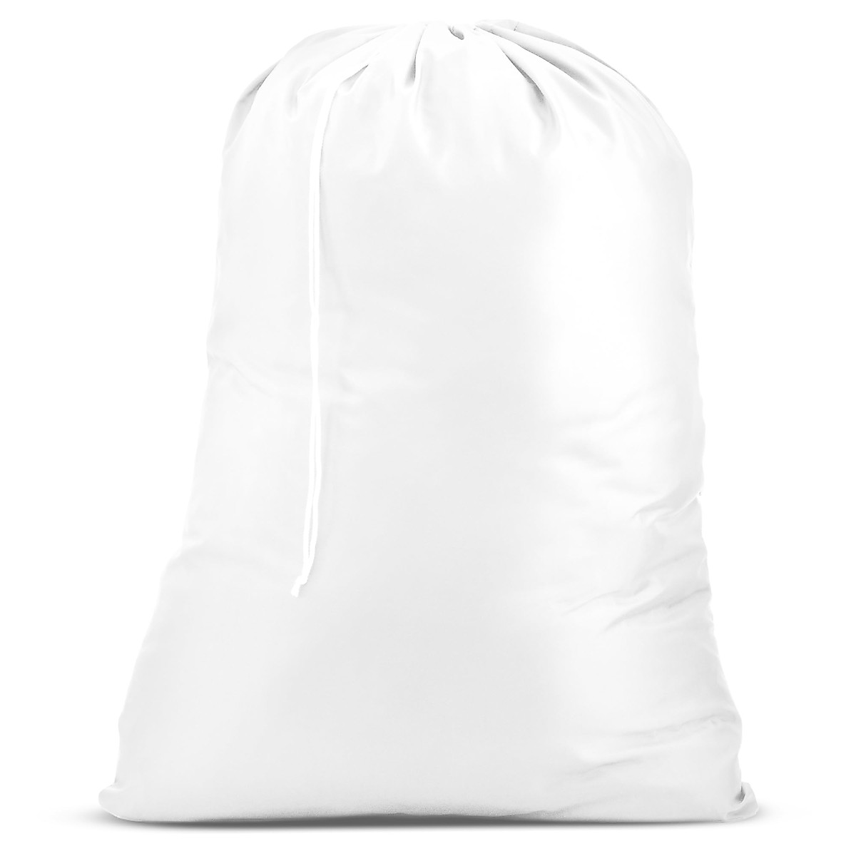 Handy Laundry Nylon Bag - Locking Drawstring Closure, Machine Washable, These Large Bags Will Fit a Laundry Basket and Strong Enough to Carry up to Two Loads of Clothes. (White | 30" x 40")