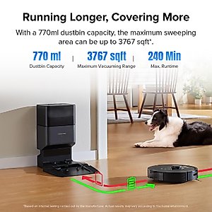 roborock Q5 Max+ Robot Vacuum with Self-Empty Dock, Upgraded from Q5+, 5500 Pa Suction, DuoRoller Brush, Hands-Free Cleaning for up to 7 Weeks, PreciSense LiDAR Navigation, App & Voice Control