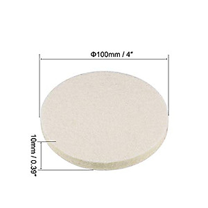 uxcell 4 Inch Wool Felt Polishing Pad, Buffing Wheels Polish Pad, Flocking Hook & Loop Back for Random Orbital Sander 4pcs