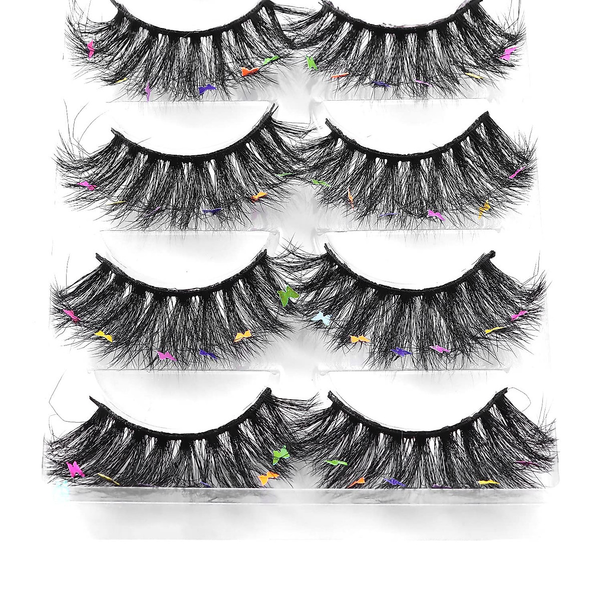 gootrades Butterfly Lashes Rainbow Flutter Splashes False Eyelashes,20mm Handmade 3D Faux Mink Hair Wispy Fluffy Lash for Daily Halloween Cosplay Costume Eyelashes (5 Pairs)