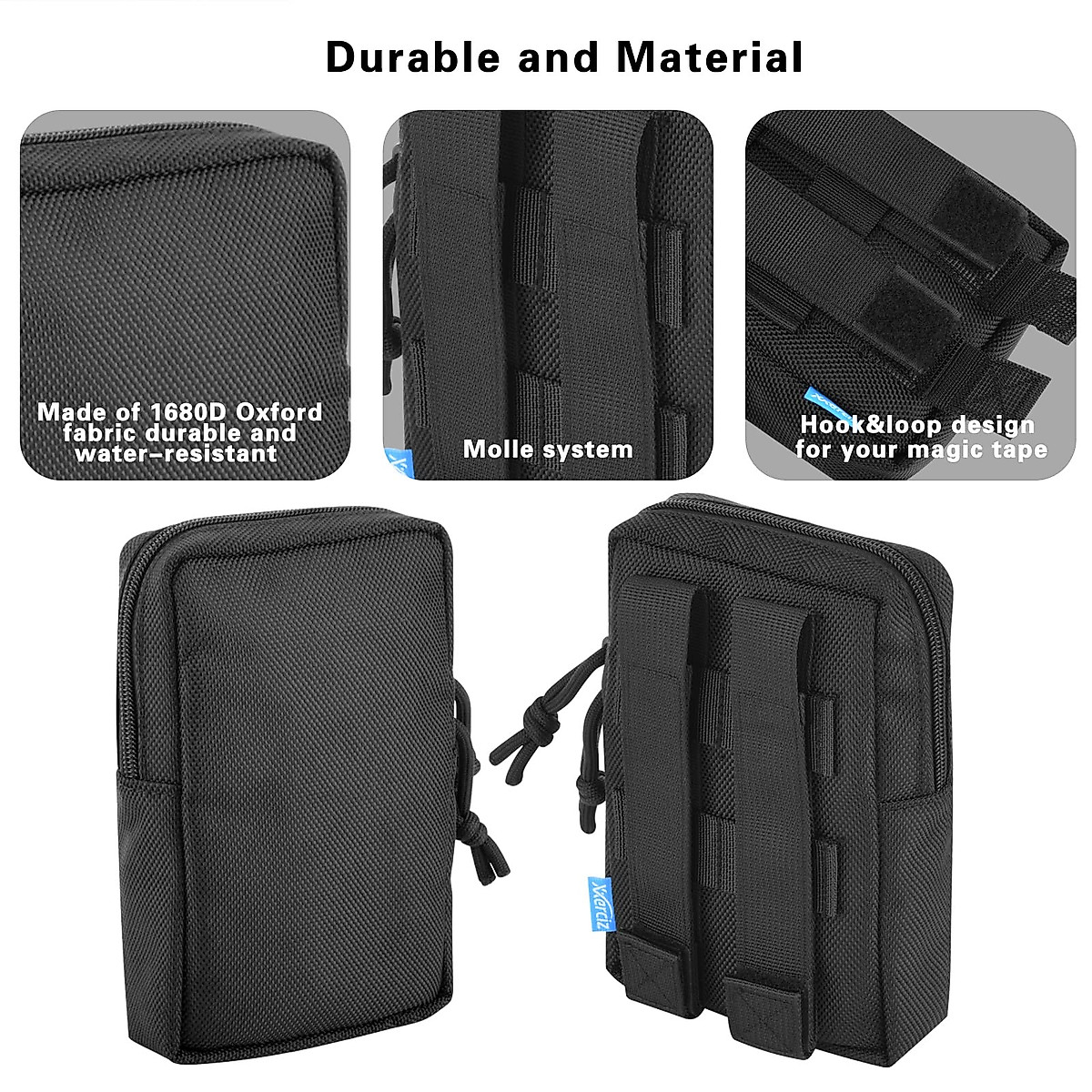 Xxerciz Admin Molle Pouch, Tactical Pouch EDC EMT Utility Bag Waterproof Multi-Purpose Large Capacity Pouch Tool Bag, 1680D Nylon Medical Organizer Bag for Outdoor Activities (Black - Small Size)