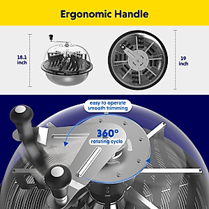 iPower 19 inch Bud Trimmer Leaf Bowl Twisted Spin Cut for Hydroponics Plants with Sharp Stainless Steel Blades, Clear Visibility Dome, Solid Metal Gear Box, Pruner Included (Upgraded Version)