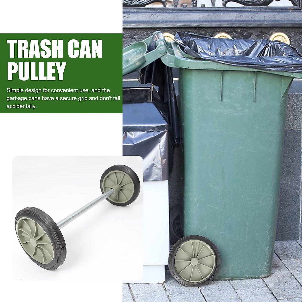 DOITOOL Garbage Can Replacement Wheels - Trash Can Wheels and Axle - Trash Garbage Bin Wheels Replacement for Garbage Can Outdoor,Garden Street Patio Trash Can (Wheel Color Random)