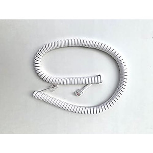 The VoIP Lounge Replacement 12 Foot White Handset Curly Cord for AT&T Phone (12 Feet Fully Stretched, 20-22 Inches Coiled - See Full Description Below)
