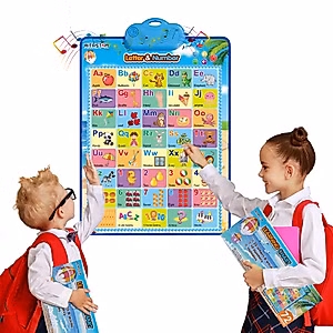 Interactive Alphabet Learning Poster Toy for Toddlers,Electronic Preschool Educational Toys for Pre K Kids Baby Speech therapy Boy Girl Classroom Activities,with Talking ABC,123 Counting Puzzle Game