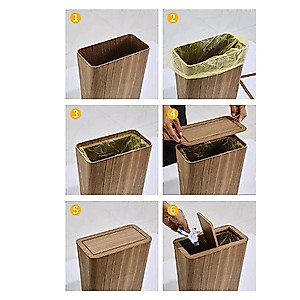 UOXOO Garbage Can Walnut/Curved Willow Trash Can Wastebasket Square Garbage Bin for Living Room, Bedroom,Bathroom/Curved Willow Brown with Lid