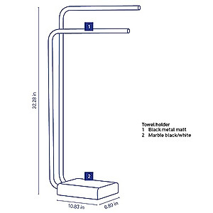 Kela Free Standing Towel Rack for Bathroom Varda Collection, Black/White