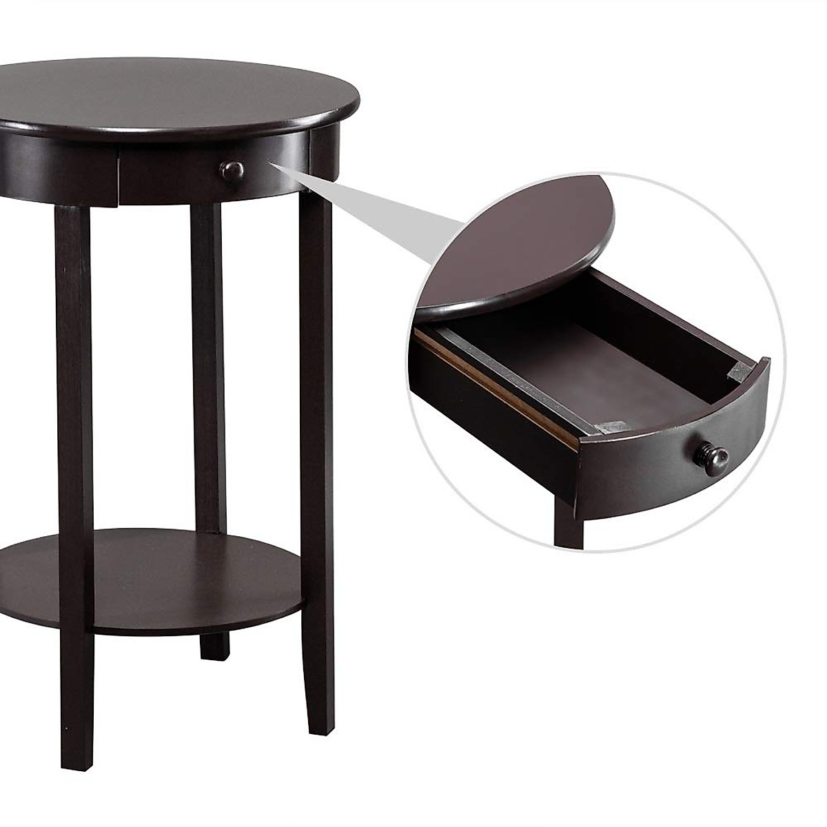RLZCFF 47x47x71CM Simple Round with Drawer Side Coffee Table Side Table End Table Brown for Livng Room