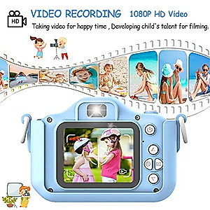 URMAGIC Kids Camera for Girls and Boys,2 Inch HD Screen 2000w Dual-Camera, Children Camera Digital Video,32GB SD Card Include, Kid Toys Gift for Christmas Birthday, for 3 - 12 Years Old Boys Girls
