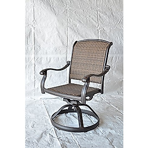 Patio Land Santa Clara Outdoor Set of 6 Swivel Rocker Dining Chairs Dark Bronze Cast Aluminum