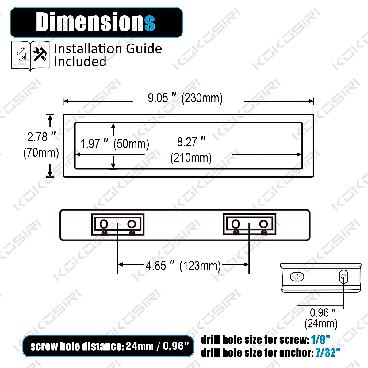 KOKOSIRI 24 Inch Double Towel Bars Bathroom Towel Ring Hand Towel Holder Stainless Steel Wall Mount Matte Black B5008BK-L24+B4008BK-L9