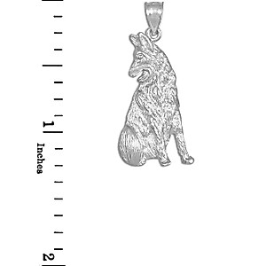 Polished 10k White Gold German Shepherd Dog Charm Pendant