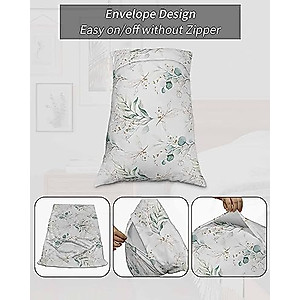 Edwiinsa Tropical Leaves Pillow Covers King Standard Set of 2 20x36 Bed Pillow, Summer Teal Leaf Spring Floral Rustic Plush Soft Comfort for Hair/Skin Cooling Pillowcases with Envelop Closure
