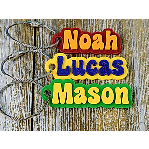 Personalized Water Bottle and Bag Name Tag Groovy Font, Hard Plastic Luggage Label Custom Nametag, Bulk Discounts