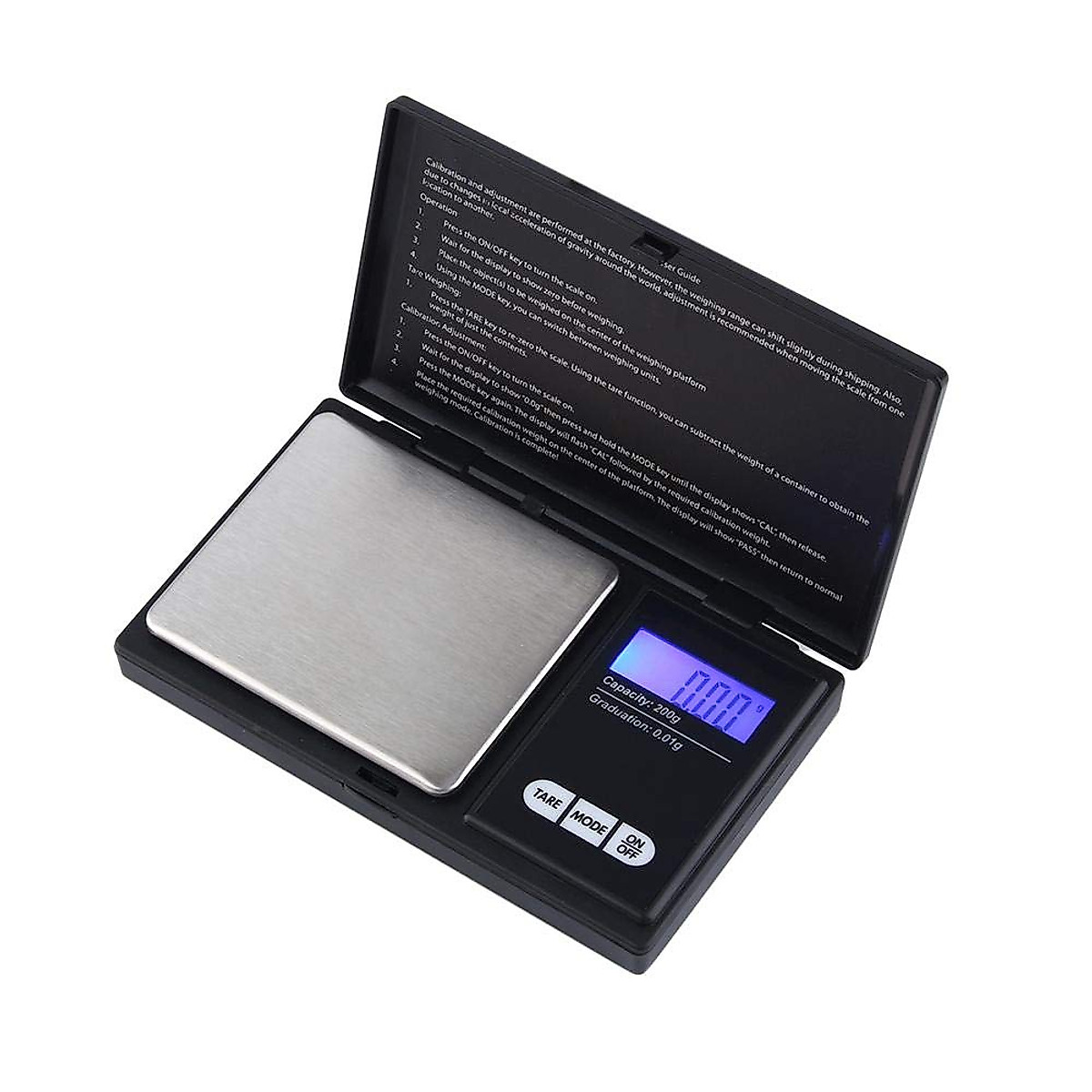 Jewelry Food Digital Pocket Scale,High Accuracy Within 200 g/0.01 gTravel Personal Nutrition Scale,Portable Silver Weed Herb Medicine Gram Weight Scale,Black