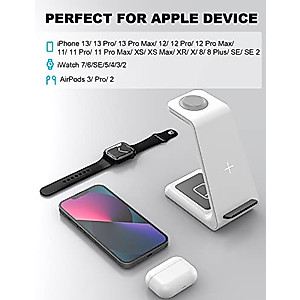 Wireless Charging Station for Apple, 3 in 1 Charging Stand for iPhone 14/13/12/11/X/8/SE Series, iWatch 7/6/SE/5/4/3/2, AirPods 3/Pro/2