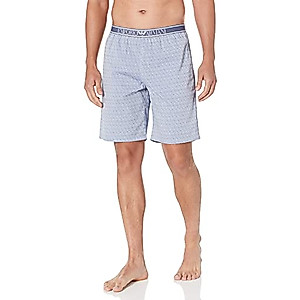 Emporio Armani Men's Yarn Dyed Woven Pyjama Bermuda, Light Blue/Blue Rombhus, Small