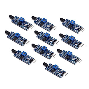 Teyleten Robot IR Infrared Flame Detection Sensor Module IR Flame Sensor Module Detector Sensor Temperature Detecting 3 Wire Compatible for Arduino 10pcs