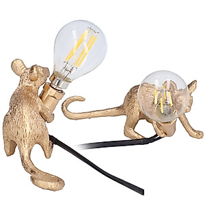 Hyuduo Modern Desk Lamp, Mouse Figure Lights, Novelty Decorative Lamp Holder with E12 Bulb for Home(US Plug Golden Lying),Desktop Decorative Lights