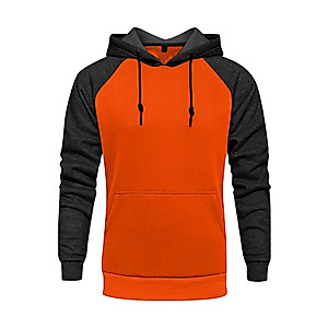 Mens Hoodies, Black Hoodie Men Men's Hoodies And Blue Hoodies With Designs Street Man Loose Blank Fleece Sweater Large Long Sleeve Hoodie Grey Oversized Sweater Zip Up Heavy Duty (L, Orange)