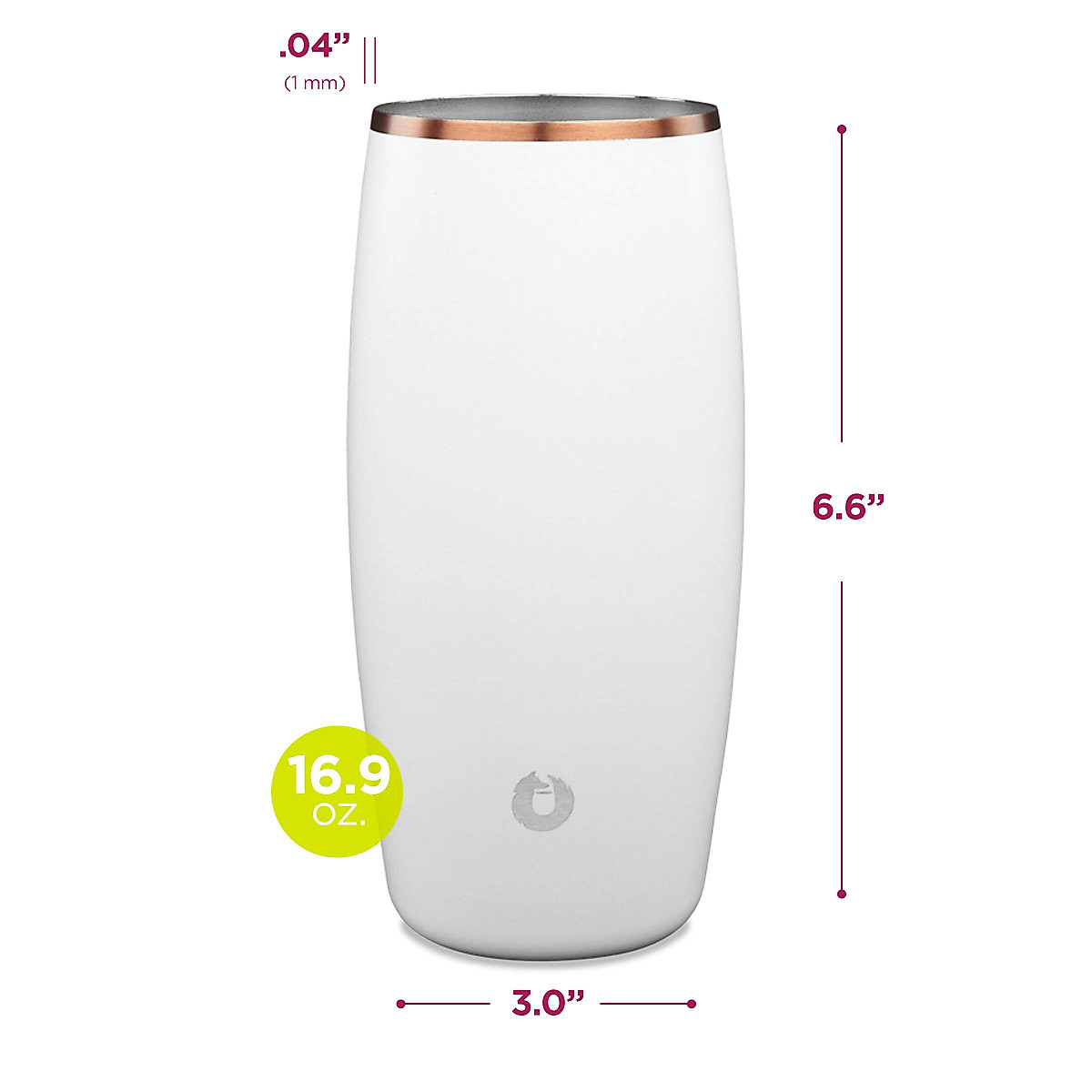 SNOWFOX Premium Vacuum Insulated Stainless Steel Cocktail Glass/Drink Tumbler -Set of 2 -Drinks Stay Icy Cold -Thermal Highball Glasses -Elegant Home Entertaining -Classic Barware -14.5 oz -White/Gold