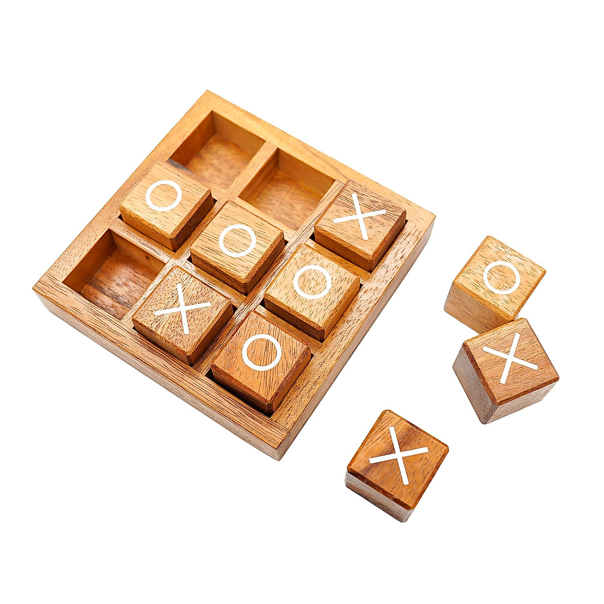 BSIRI Wooden XO Blocks (L) Tic Tac Toe Board Games - Ideal for Kids Games, Family Games and Game Night for Adults, Farmhouse Decor for Coffee Table Decor and Unique Gifts for All Occasion (5.5 Inch)