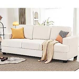 VanAcc Sofa, Comfy Sofa Couch with Extra Deep Seats, Modern Sofa- 3 Seater Sofa, Couch for Living Room Apartment Lounge, Beige Chenille