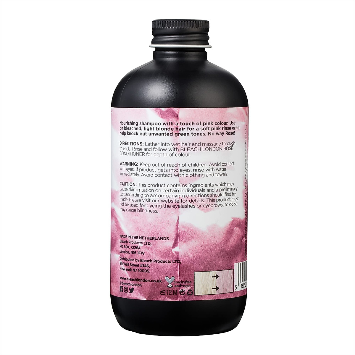 BLEACH LONDON Rose Shampoo - High Pigmented Soft Pink Rinse, Vegan, Cruelty Free, Color Protected Clean, Color Depositing Toning Formula, 8.45 fl oz