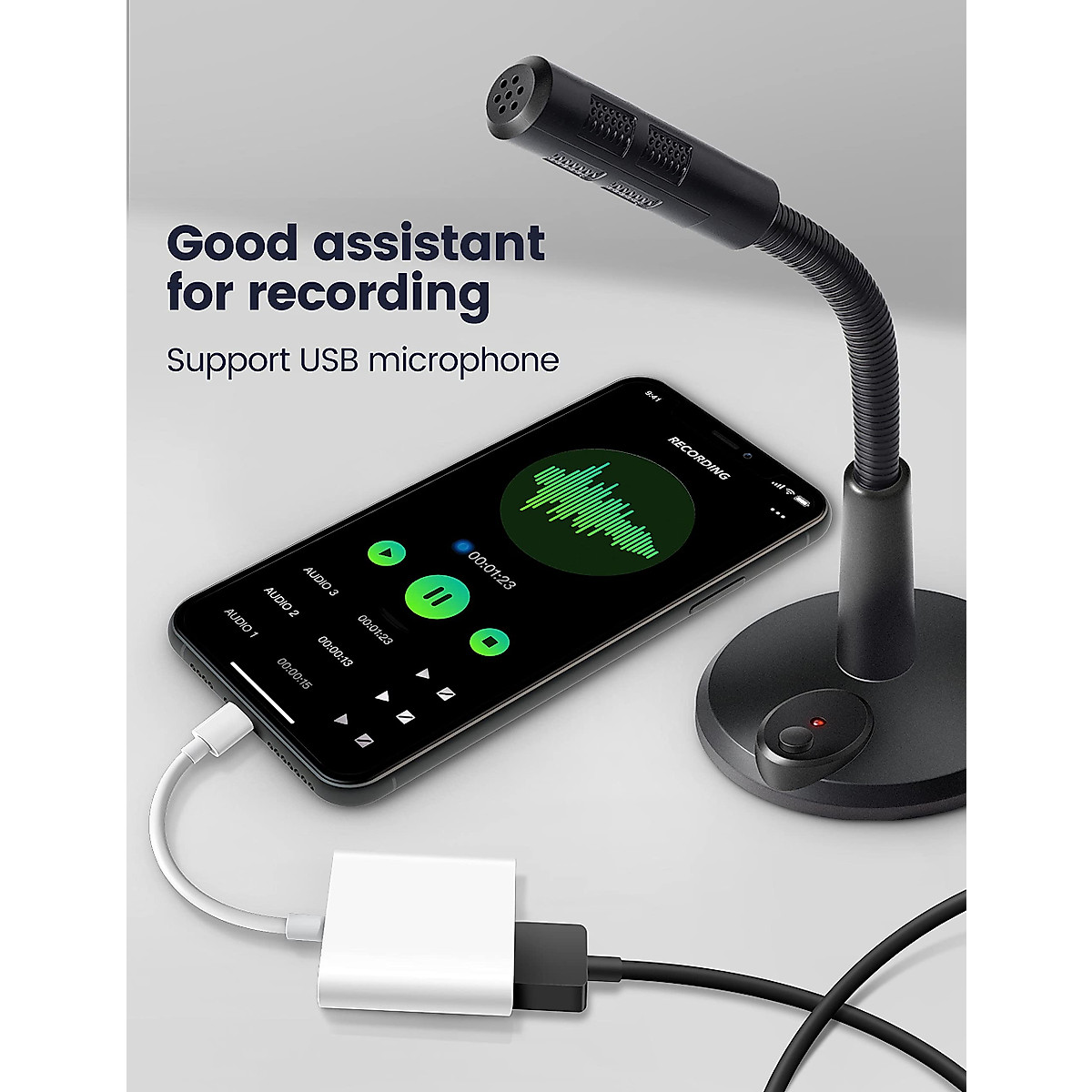 HzyknPower USB Adapter for iPad/iPhone, USB Female Adapter,USB OTG Data Sync Cable,Supports USB Flash Drives,Memory SD Card Readers,MIDI Players,Mouse Keyboards,Plug&Play