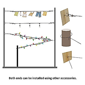 YQL Outdoor String Lights Hanging Kit,Globe String Lights Suspension Kit,164ft Black Vinyl-Coated 304 Stainless Steel Cable,String Light Guide Wire,Hook & Eye Turnbuckle Wire Rope Tension