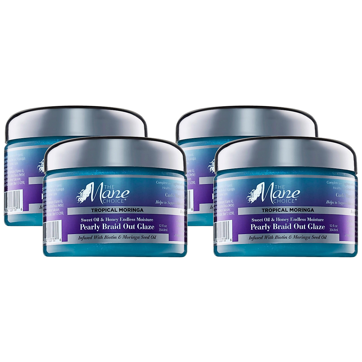 The Mane Choice Tropical Moringa Sweet Oil & Honey Endless Moisture Braid-Out Glaze, 12 Ounce (Pack of 4)