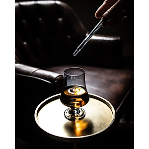 Amehla Handblown Whiskey Tasting Set of 2, 5-ounce Whisky Glasses with Water Dropper Pipette - Snifter for Sipping Bourbon Copita Scotch Glass Set for Nosing and Drinking Spirits