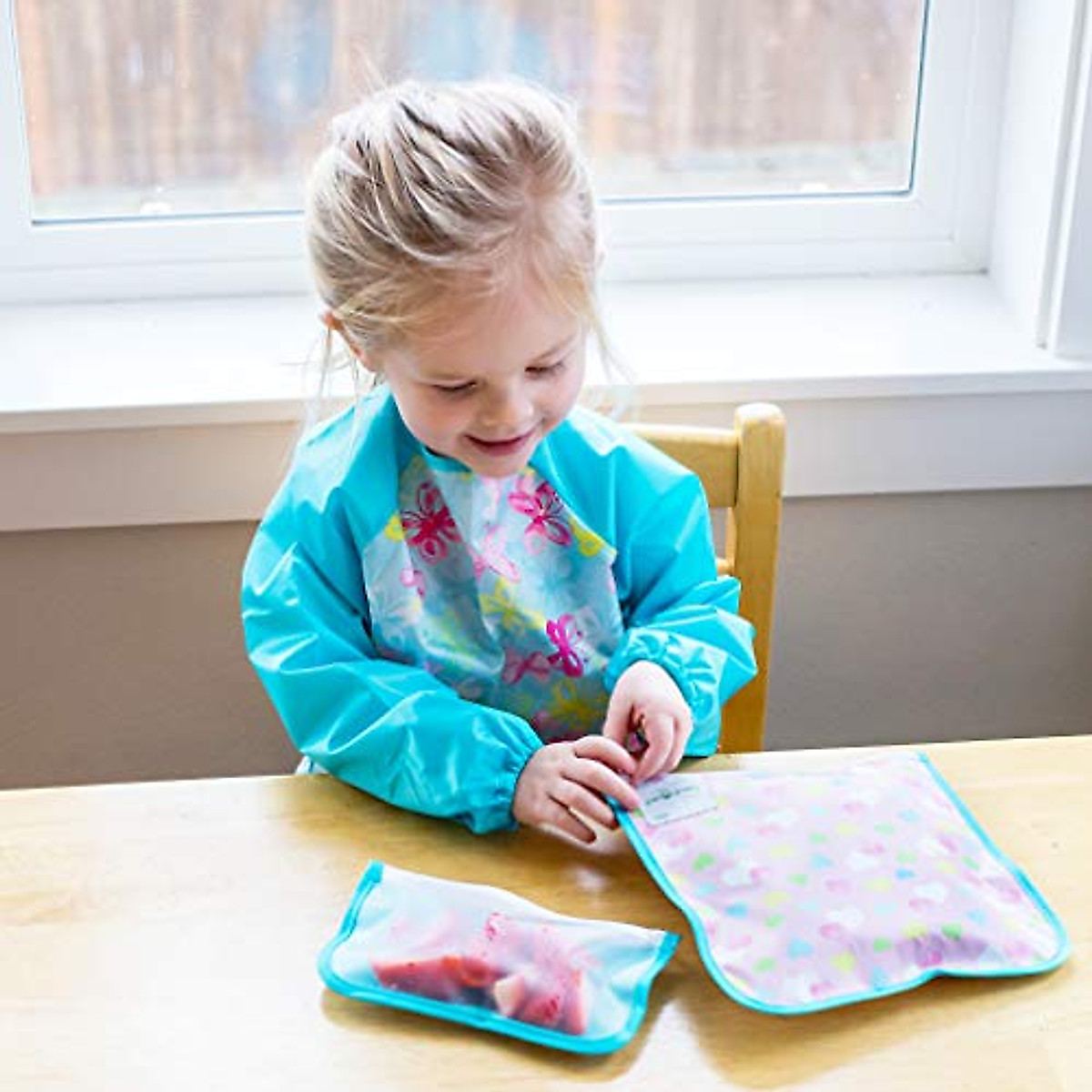 green sprouts Easy-wear Long Sleeve Bib | Waterproof Protection | Flipped Pocket, Soft Material, Easy Clean Smock