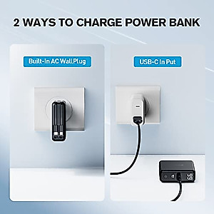Sanag Portable Charger Power Bank Fast Charging Wireless USB C Wall Charger 10000 mAh for Cell Phones Powerbank with 4 Outputs 2 Inputs LED Display Built-in Wall Plug and Cables