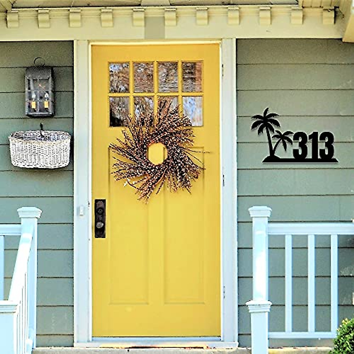 Palm Tree Beach Themed Personalized Steel House Number Address Plaque Personalized Metal Wall Sign Wall Art Customized