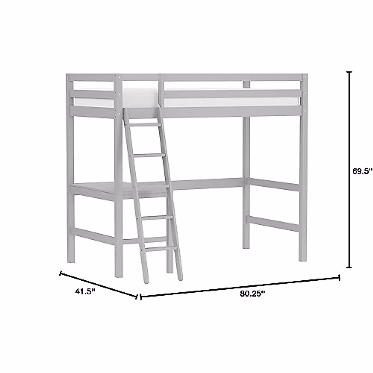 Hillsdale Furniture Caspian Twin Loft Bed, Gray