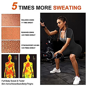 URSEXYLY Sauna Suit for Women Sweat Vest Waist Trainer 3 in 1 Slimming Full Body Shaper Workout Top with Sleeve Shorts (Large, Black)