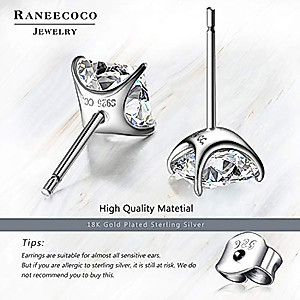 "STUNNING FLAME “18K White Gold Plated Sterling Silver Princess Cut Cubic Zirconia Stud Earrings for men women(w-7)