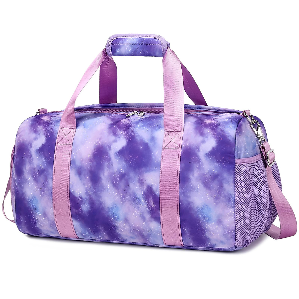 Gym Duffel Bag for Girls Weekender Overnight Bag with Wet Pocket Shoes Compartment Sports Dance Bag for Girls Teens Travel Duffle