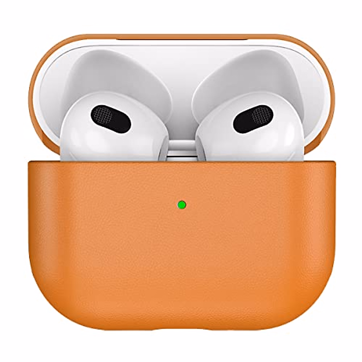 AirPods 3 Leather Case Cover, Docco Jette Fully-Wrapped Italian Genuine Leather Case for Apple AirPods 3,Supports Wireless Charging Front LED Visible