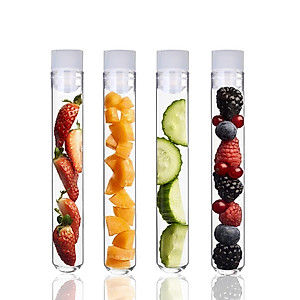 Encyclopediaconsumables 100 Transparent Test Tubes With Caps, Plastic Tubes, Plastic Bottles For Scientific Experiments, Party Supplies, Birthdays, Spices, Liquids