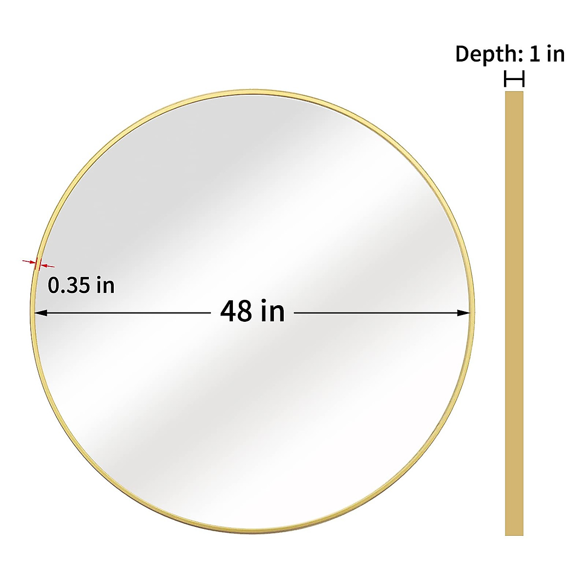 AULESET 48" Round Mirror, Gold Large Circle Wall Mirror Decor for Bedroom, Washrooms, Living Rooms & Entryway