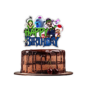 25pcs Luigi Mansion Cake Decorations with 1pcs Cake Topper, 24pcs Cupcake Toppers for Luigi Mansion Birthday Party Supplies