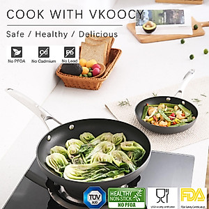 Vkoocy Classic Hard-Anodized Nonstick Cookware Set, 8-Piece Pots and Pans Set with Stay-Cool Handles, Durable & Oven Safe to 500°F
