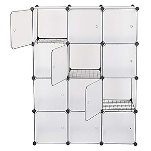 LikovSci Portable Cube Storage Organizer, Upgraded 12-Cube Closet Storage Shelves with Door, DIY Closet Cabinet, Multifunctional Bookshelf for Bedroom Living Room Office (43"x14"x56")