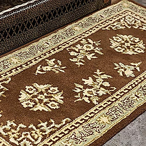 Minuteman International Coffee Oriental Wool Hearth Rug, Rectangular 56 in x 26 in