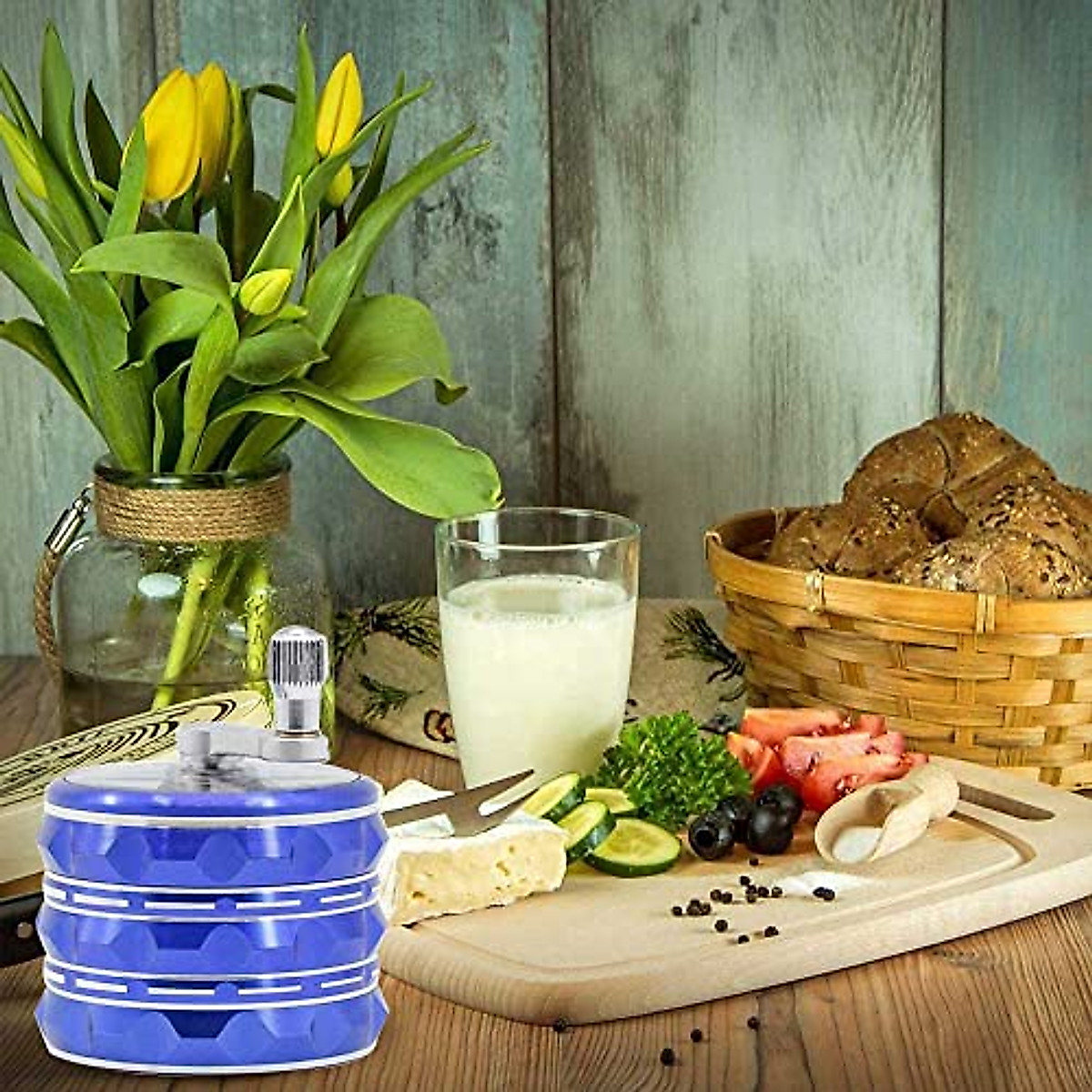 2.5 Inch Hand Crank Grinder, Potable Large Grinder With Clear Top Cover, Best Gift (Blue)