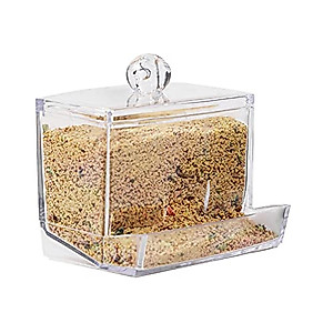 Fenteer Rutin Chicken Feeder Food Dispenser Clear Acrylic for Coop Cockatiel Feeding Supplies, Without Screws